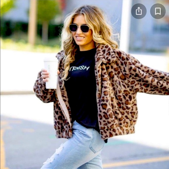 Kittenish | Jackets & Coats | Fuzzy Teddy Leopard Jacket Medium Loose ...